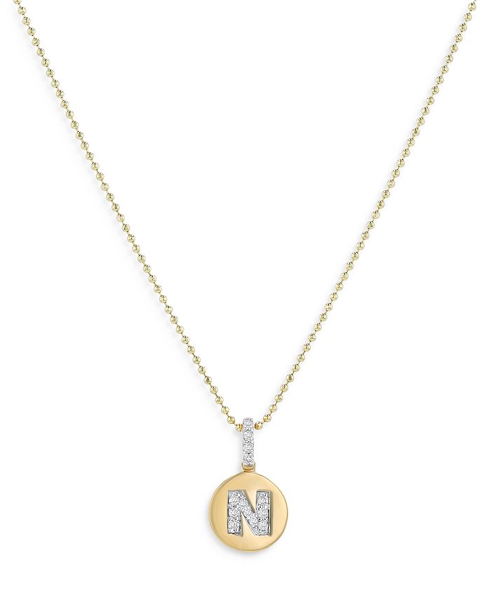 Bloomingdale's Diamond Accent Initial "N" Pendant Necklace in 14K ...