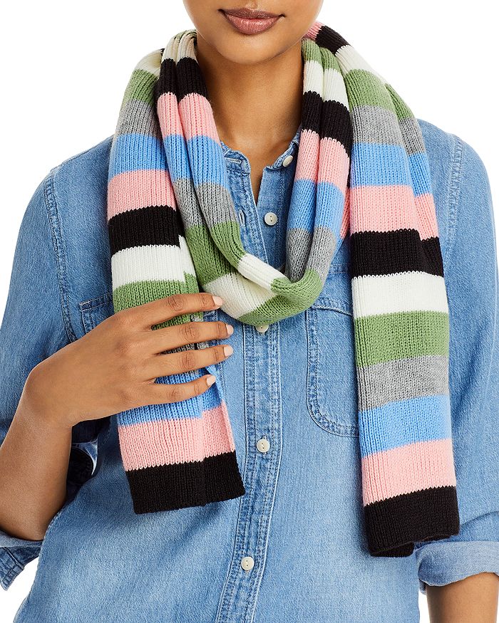 AQUA Multi Stripe Knit Scarf - 100% Exclusive | Bloomingdale's