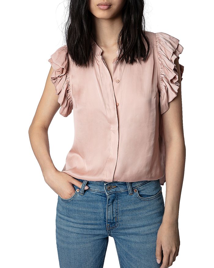 Zadig & Voltaire Tiza Ruffled Sleeve Top | Bloomingdale's