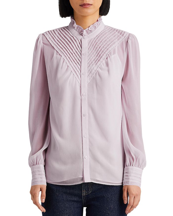 Ralph Lauren Pintuck Detailed Georgette Shirt | Bloomingdale's