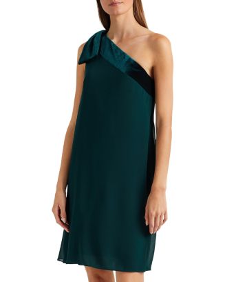 Ralph Lauren Chiffon & Velvet One Shoulder Cocktail Dress | Bloomingdale's