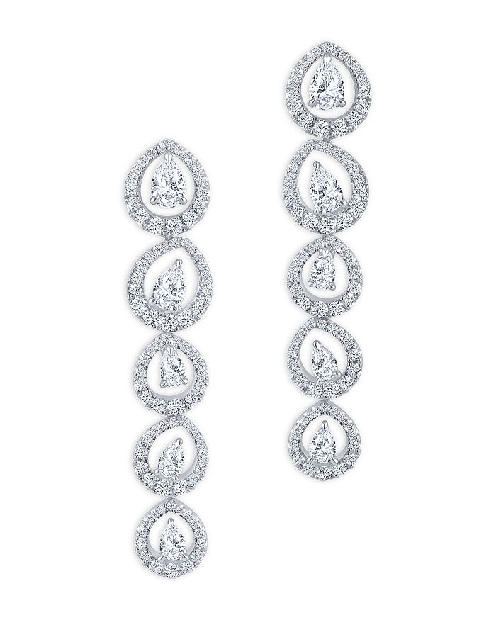 HARAKH Colorless Diamond Drop Earrings in 18K White Gold, 1.60 ct. t.w ...