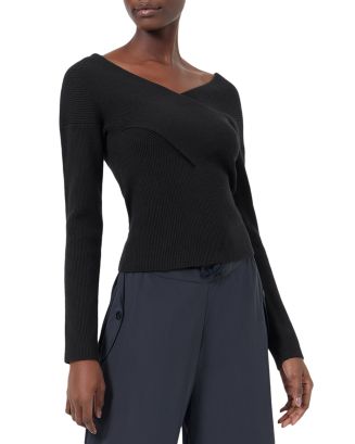 FRENCH CONNECTION Lydia Crossover Ribbed Top | Bloomingdale's