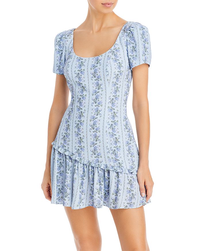 LoveShackFancy Solus Asymmetrical Floral Print Dress | Bloomingdale's