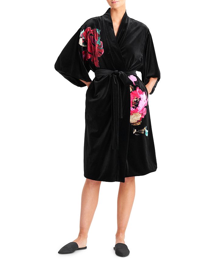 Natori Natalie Floral Applique Velvet Robe | Bloomingdale's