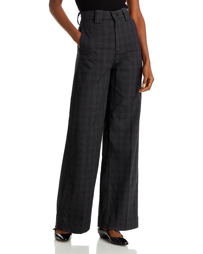 AG Plaid Ultra Wide Leg High Rise Pants | Bloomingdale's