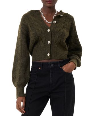 FRENCH CONNECTION Lissie Cropped Cable Knit Cardigan | Bloomingdale's