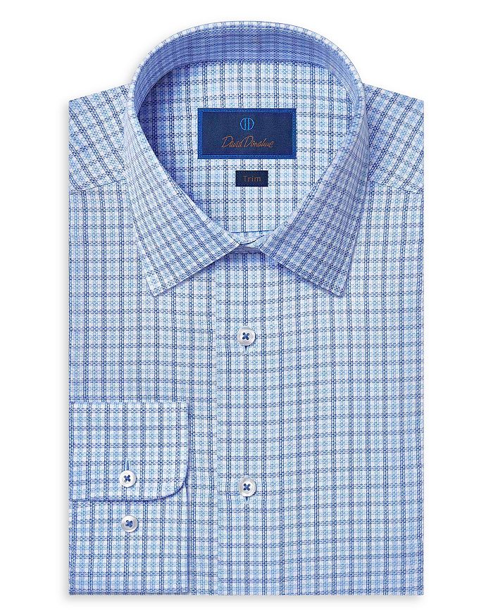 David Donahue Blue Mini Check Dress Shirt | Bloomingdale's