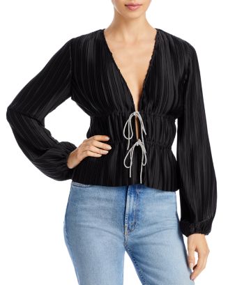 WAYF Tie Front Blouse | Bloomingdale's