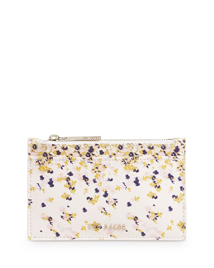 Ted Baker Rhulia Blurred Floral Leather Zip Card Holder | Bloomingdale's