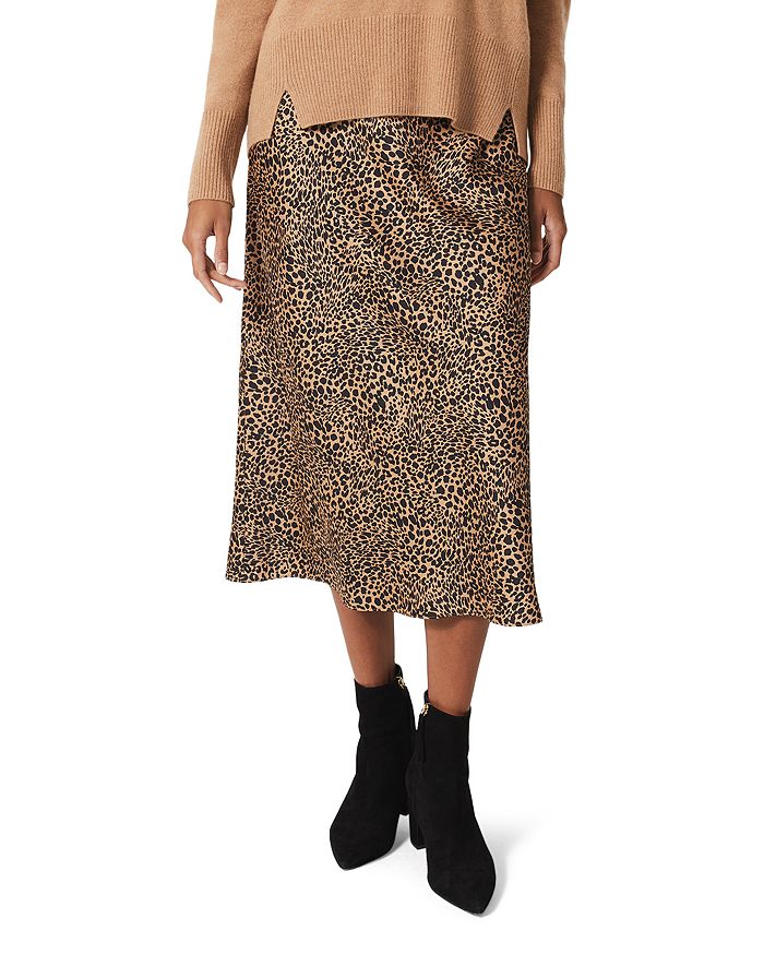 HOBBS LONDON Jas Animal Print Slip Skirt | Bloomingdale's