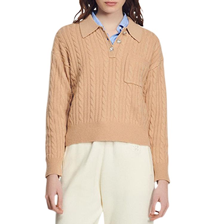 Sandro Cropped Cable-Knit Sweater | Bloomingdale's