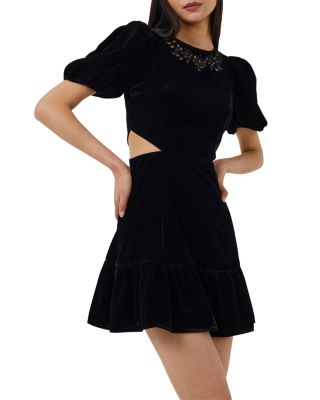 FRENCH CONNECTION Ilvana Velvet Floral Cut Out Mini Dress | Bloomingdale's