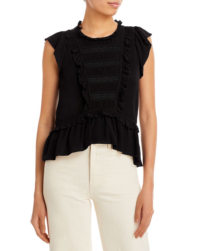 AQUA Ruffle Trim Flutter Sleeve Top - 100% Exclusive | Bloomingdale's