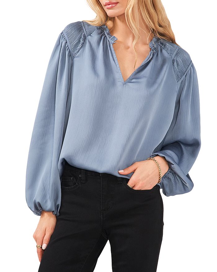 1.STATE Split Neck Blouse | Bloomingdale's