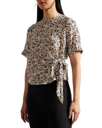 Ted Baker Chevy Floral Print Side Tie Top | Bloomingdale's