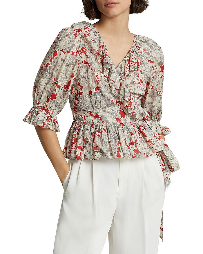 Ralph Lauren Ruffled Wrap Top | Bloomingdale's