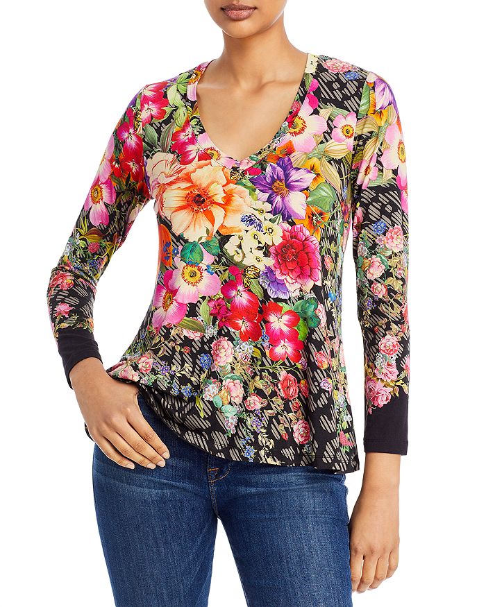 Johnny Was Rosey Rain Floral Print Tee | Bloomingdale's