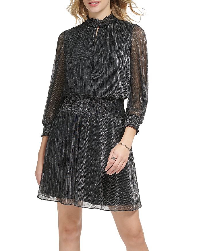 KARL LAGERFELD PARIS Metallic Keyhole Dress | Bloomingdale's