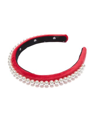 Lele Sadoughi Gigi Faux Pearl Embellished Velvet Headband | Bloomingdale's