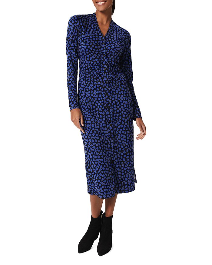 HOBBS LONDON Hatty Printed Ruched Midi Dress | Bloomingdale's
