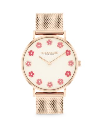 COACH Women's Perry Rose Gold Tone Mesh Bracelet Watch, 36mm ...