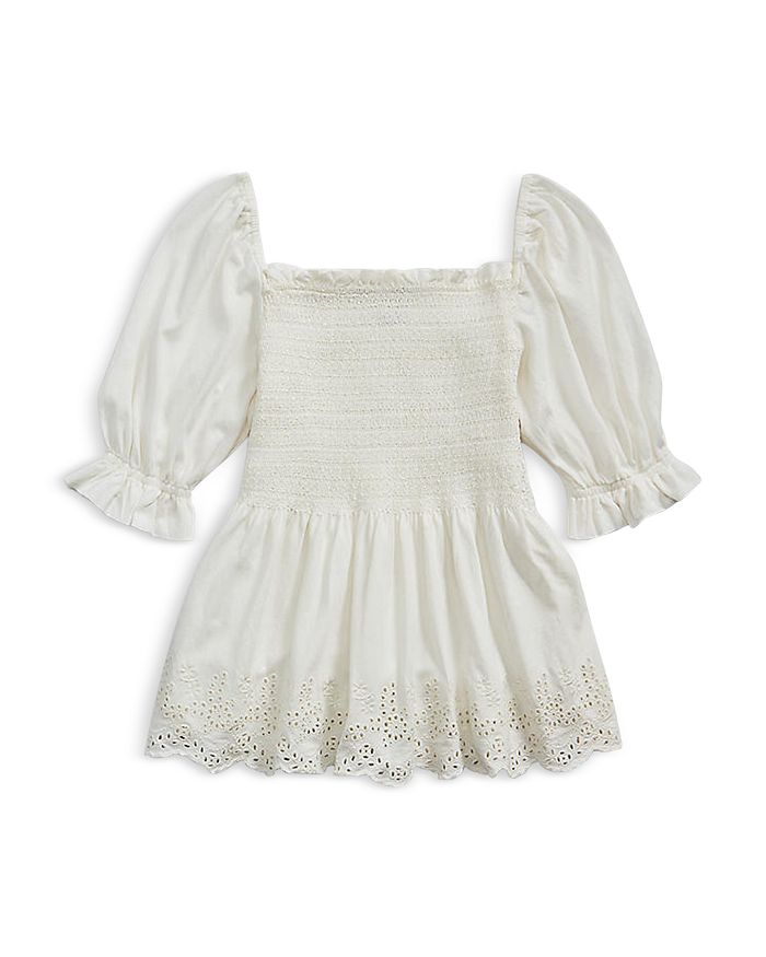 Ralph Lauren Girls' Smocked Eyelet Cotton Top - Little Kid, Big Kid ...