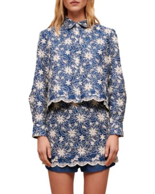 Maje Cinemo Embroidered Eyelet Cropped Jacket | Bloomingdale's