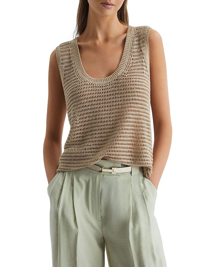 REISS Ava Open Stitch Knit Tank Top | Bloomingdale's