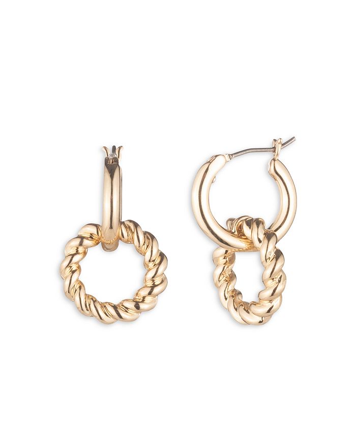 Ralph Lauren Rope Chain Circle Charm Hoop Earrings in Gold Tone ...