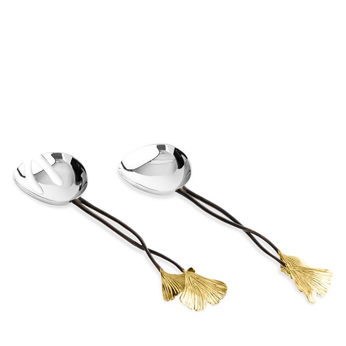 Michael Aram Golden Ginkgo Servers, Set of 2 | Bloomingdale's