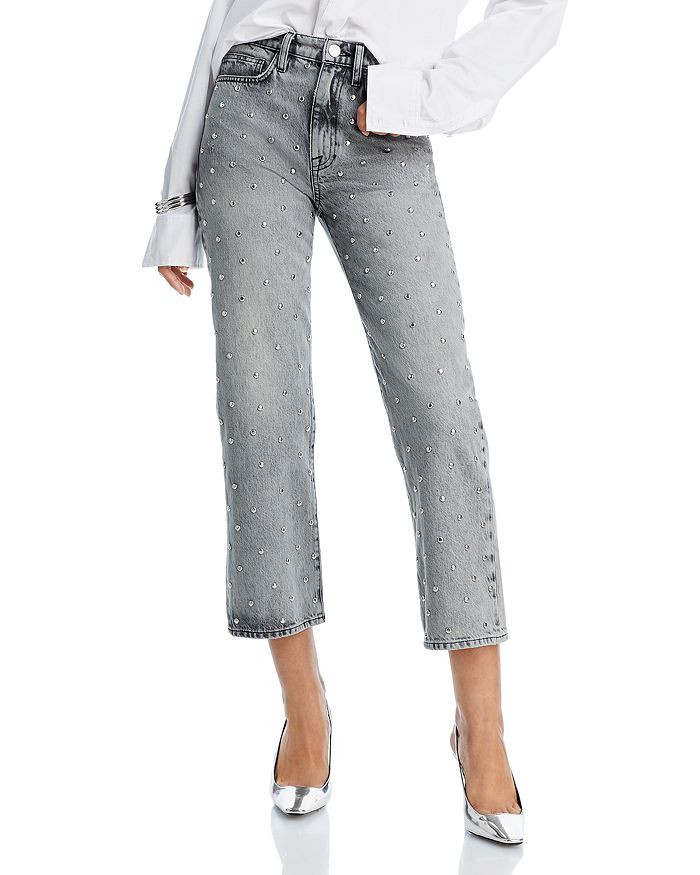 FRAME Le Jane Studded Cropped Jeans in Subculture | Bloomingdale's