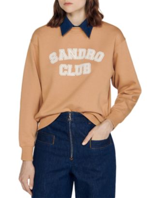 Sandro Removable Collar Logo Sweatshirt | Bloomingdale's