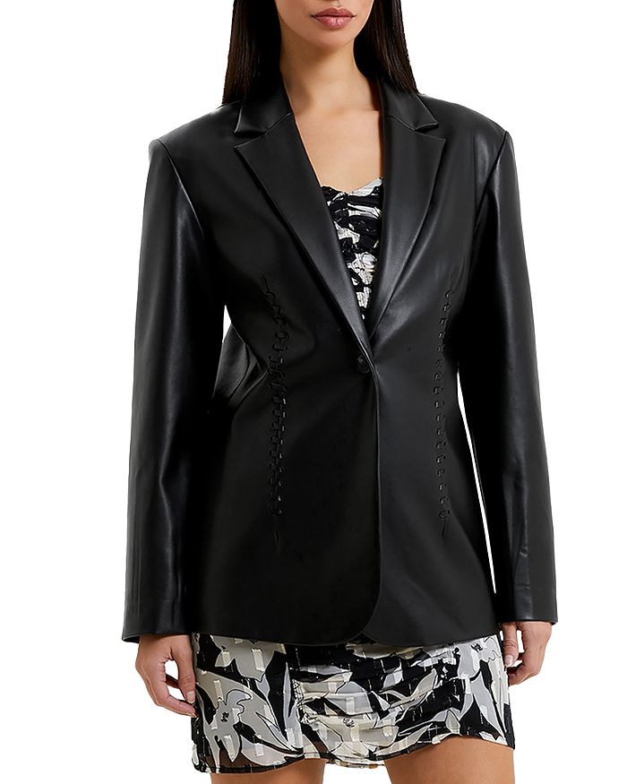 FRENCH CONNECTION Crolenda Faux Leather Whipstitch Blazer | Bloomingdale's