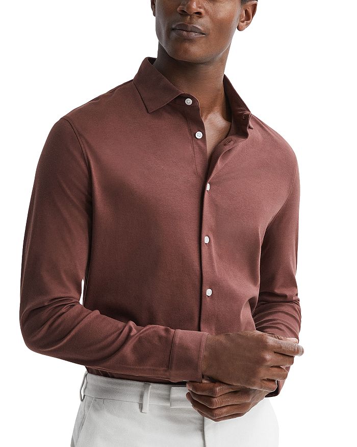 REISS Mercerized Cotton Shirt | Bloomingdale's