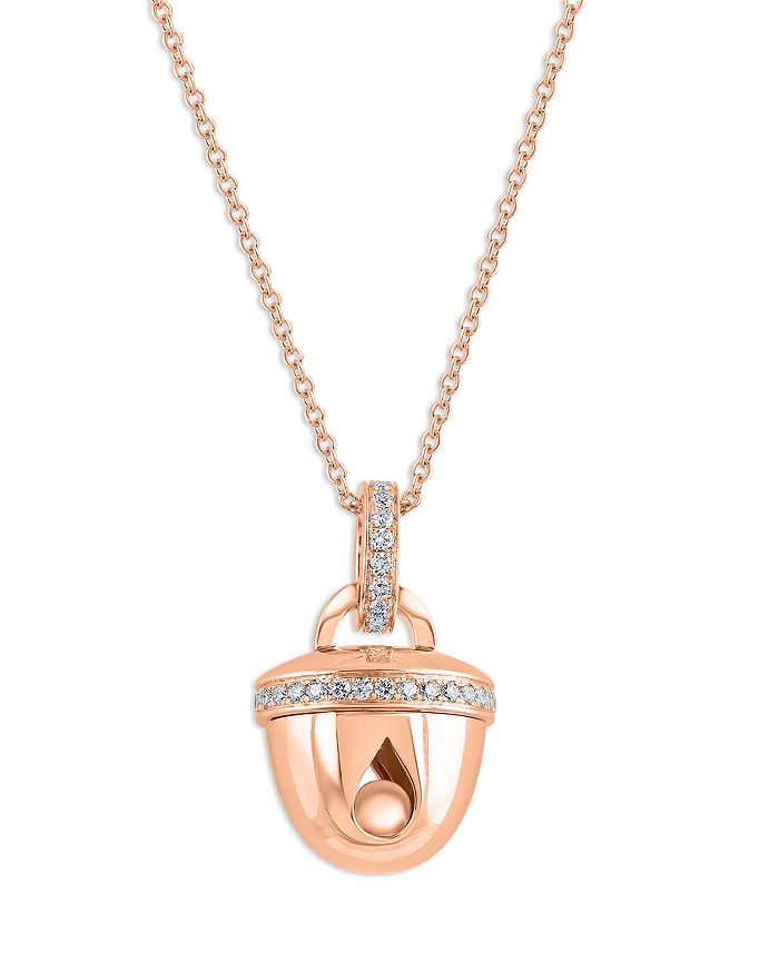 HARAKH Diamond Bell Pendant Necklace in 18K Rose Gold, 0.25 ct. t.w ...