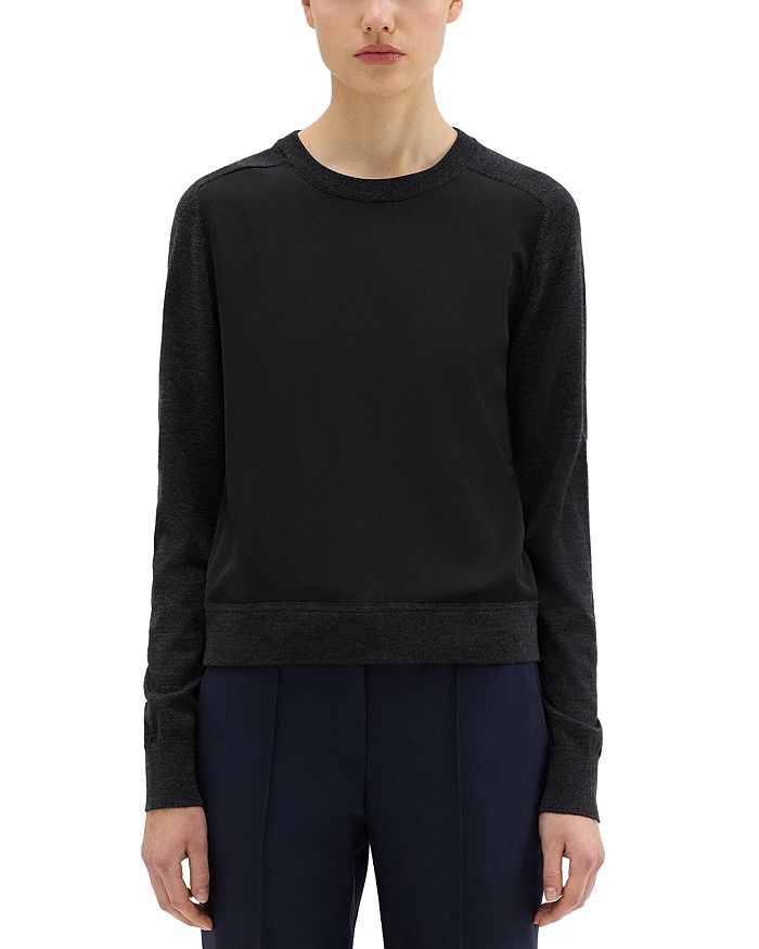 Theory Theory Silk Panel Mixed Media Sweater | Bloomingdale's