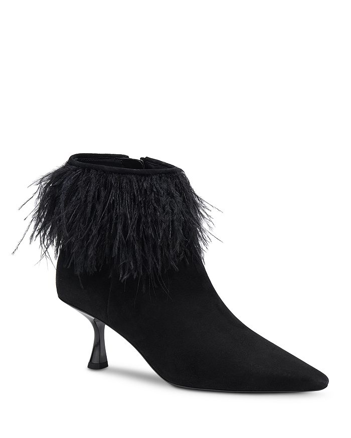 kate spade new york Women's Marabou Embellished Pointed Toe Booties ...