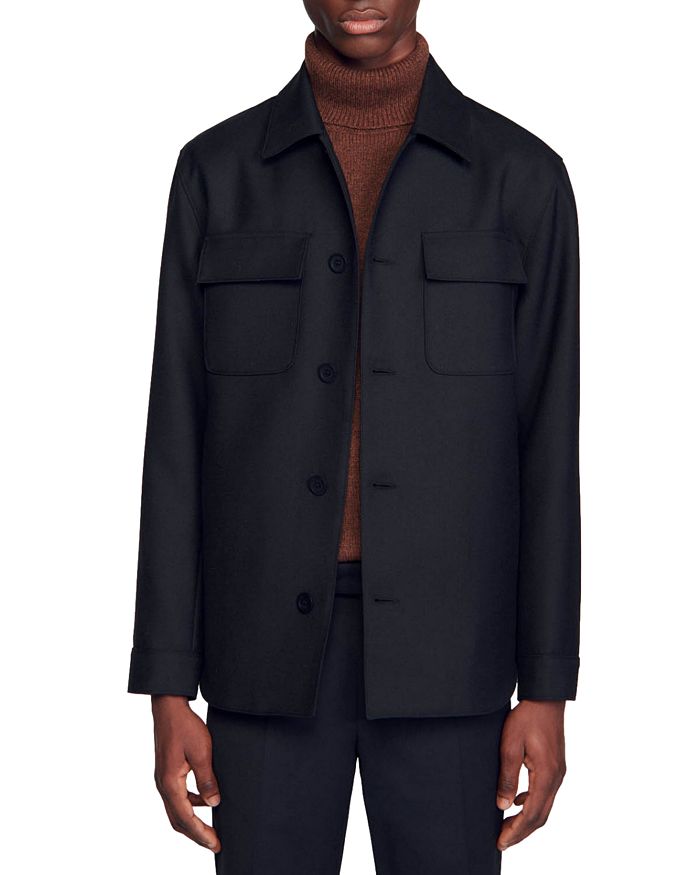 Sandro Solid Button Down Shirt Jacket | Bloomingdale's Sandro Solid Button Down Shirt Jacket | Bloomingdale's