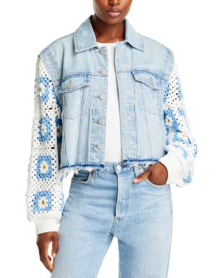 BLANKNYC Crochet Sleeve Denim Jacket | Bloomingdale's