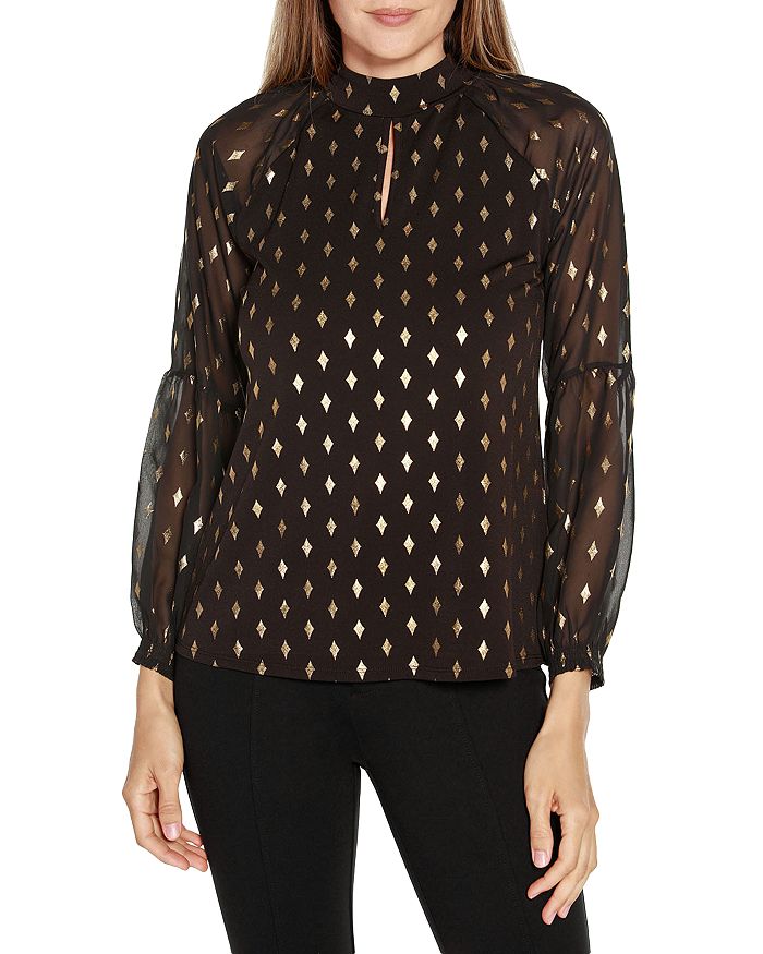 Belldini Foil Print Mock Neck Top | Bloomingdale's