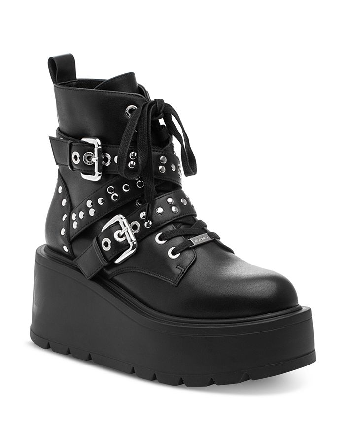 J/Slides Women's Vanya Lace Up Embellished Platform Boots | Bloomingdale's