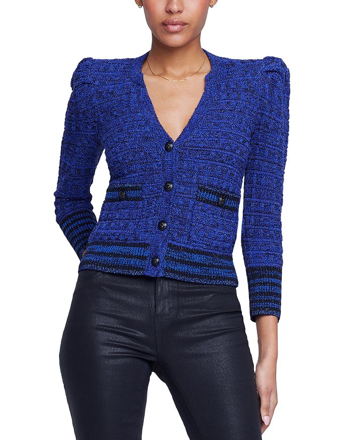 L'AGENCE Jenni Striped Button Front Cardigan | Bloomingdale's