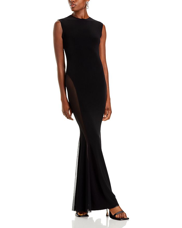 Norma Kamali Mesh Panel Fishtail Gown | Bloomingdale's