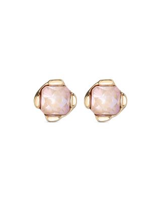 UNOde50 18k Gold Plated Metal Alloy Earring with Small Faceted Crystal in Pink Color
