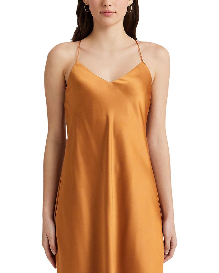 Ralph Lauren Satin Charmeuse Midi Slip Dress | Bloomingdale's