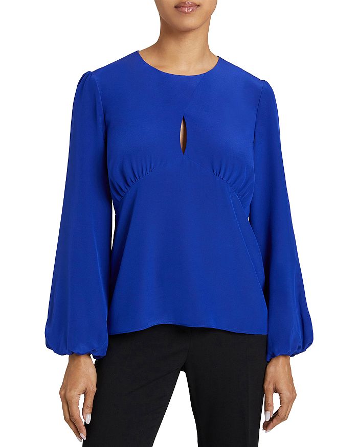 Santorelli Silk Keyhole Blouse | Bloomingdale's