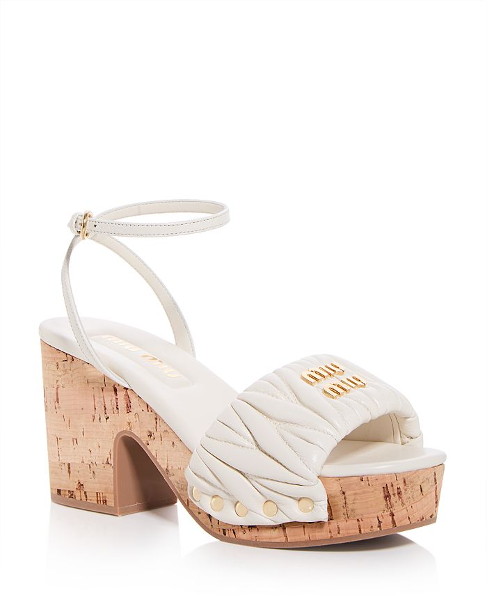 Miu Miu Women's Quilted High Heel Platform Sandals | Bloomingdale's