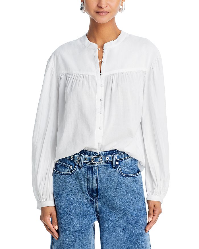 PAIGE Marline Balloon Sleeve Button Front Shirt | Bloomingdale's