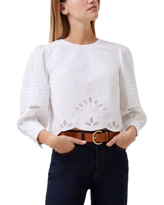 FRENCH CONNECTION Alissa Embroidered Poplin Blouse | Bloomingdale's Women